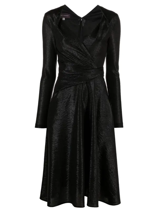 Talbot Runhof Metallic-voile Midi Dress - Black