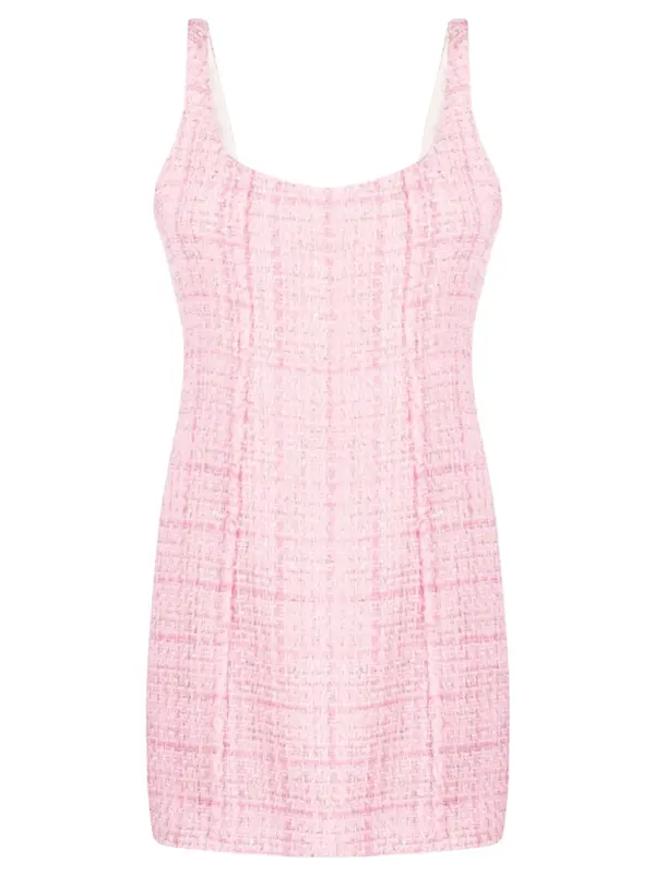 Gcds Backless Tweed Mini Dress - Pink
