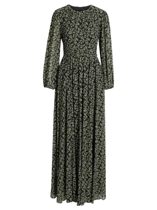 MIKAEL AGHAL Floral-print Fil Coupé Maxi Dress - Black