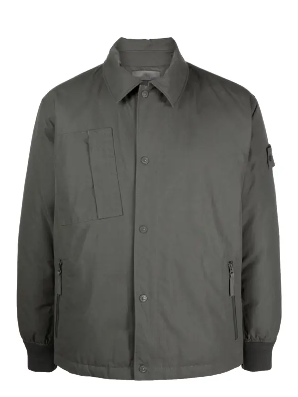 Stone Island Compass-patch Down Shirt Jacket - Grey