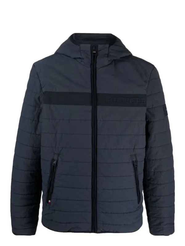 Tommy Hilfiger Logo-embroidered Padded Hooded Jacket - Blue
