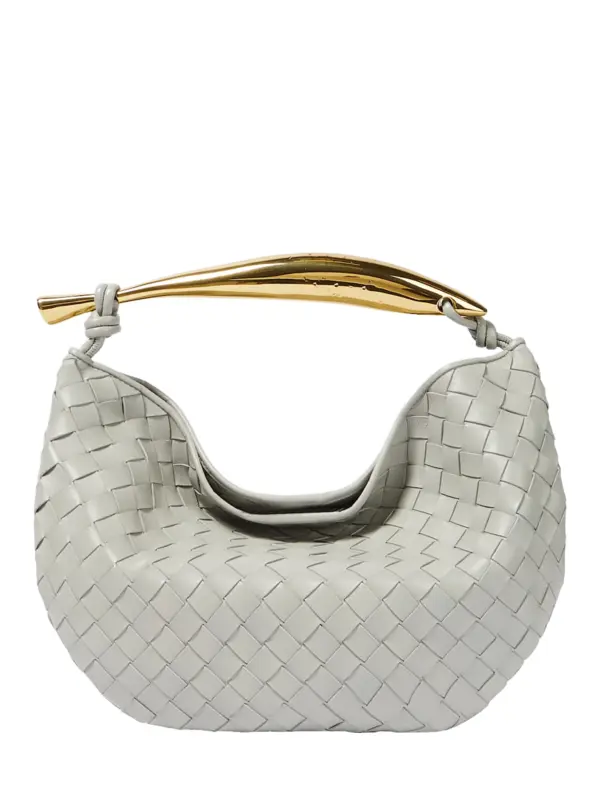 Bottega Veneta Sardine Medium Leather Shoulder Bag - Grey