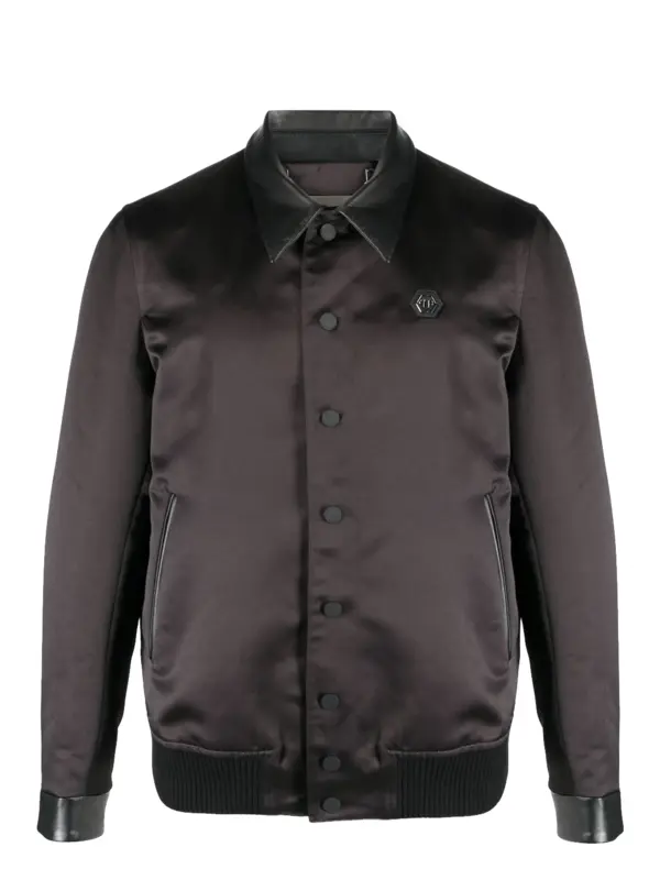 Philipp Plein Satin-finish Graphic-print Bomber Jacket - Black