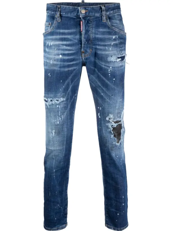 Dsquared2 Distressed Slim-cut Jeans - Blue