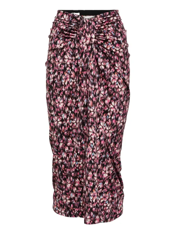 MARANT ETOILE Printed Ruched Jersey Midi Skirt - Multicoloured