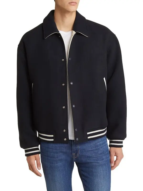 FRAME Wool-blend Varsity Jacket - Midnight Blue