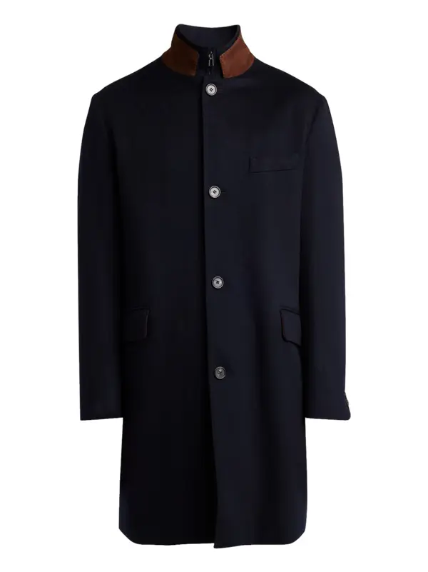 Loro Piana Martingala Cashmere Overcoat With Inset Zip - Blue/navy