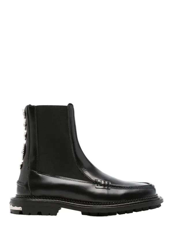 Toga Stud-embellished Leather Boots - Black
