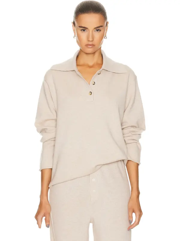 Guest In Residence Everyday Polo Top - Oatmeal