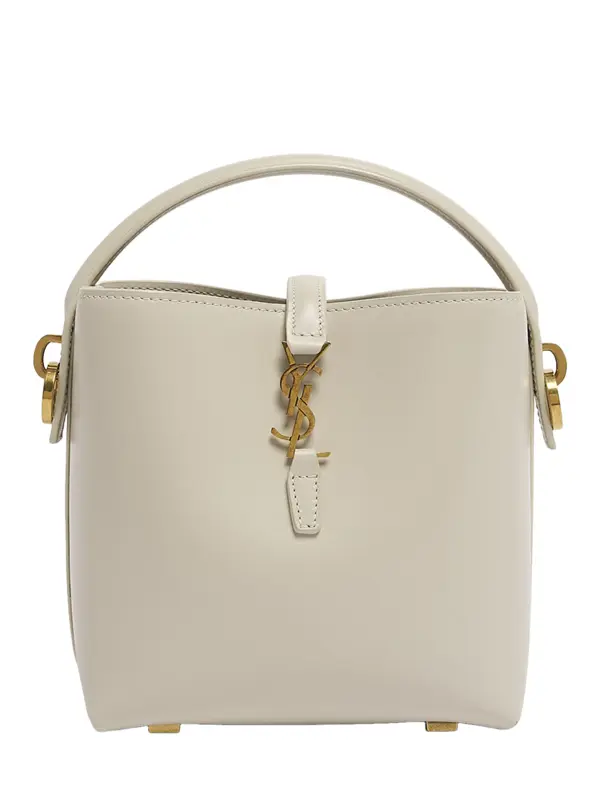Saint Laurent Le 37 Mini Bucket Bag In Smooth Leather - Blanc Vintage