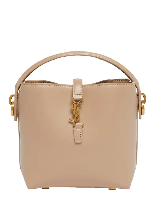 Saint Laurent Le 37 Mini Bucket Bag In Smooth Leather - Dark Beige