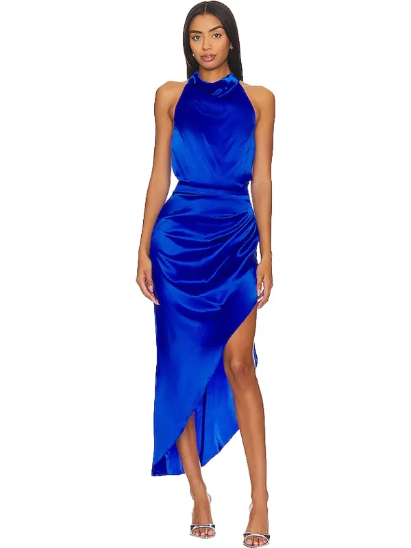 ELLIATT Picturesque Silk Halterneck Dress - Electric Blue