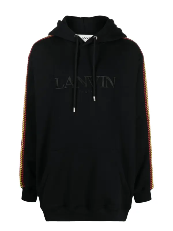 LANVIN Curb-lace Cotton Hoodie - Black