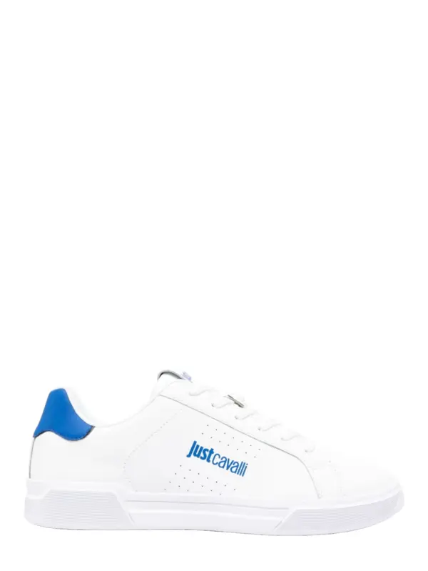 Roberto Cavalli Tiger Head-motif Leather Sneakers - White