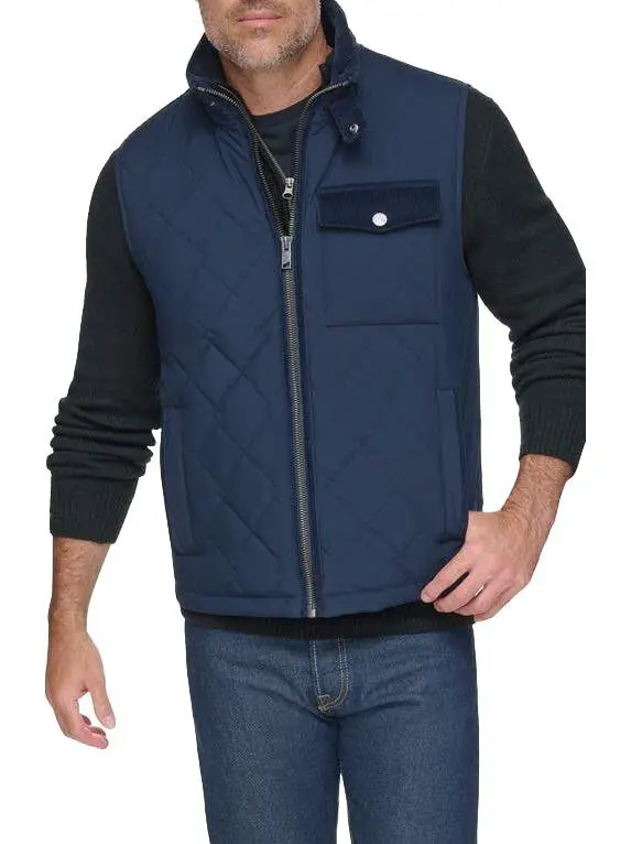 Andrew Marc Barnet Water Resistant Quilted Vest - Ink