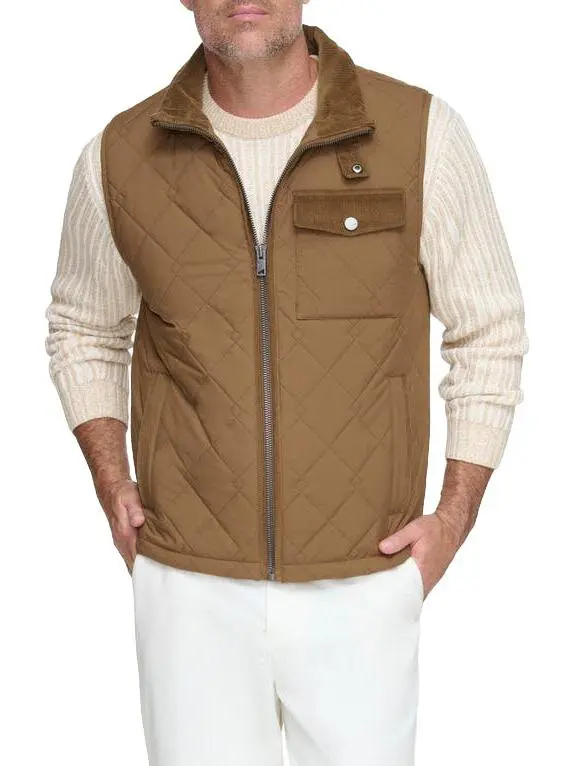 Andrew Marc Barnet Water Resistant Quilted Vest - Sepia