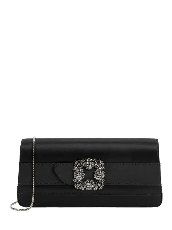 Manolo Blahnik Gothisi Embellished Satin Clutch - Black
