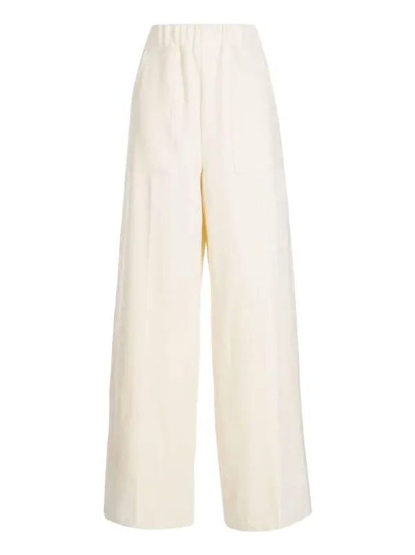 SYSTEM Elasticated-waistband Flared Trousers - White