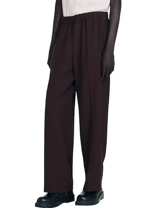 Sandro Wide Leg Trousers - Chocolate