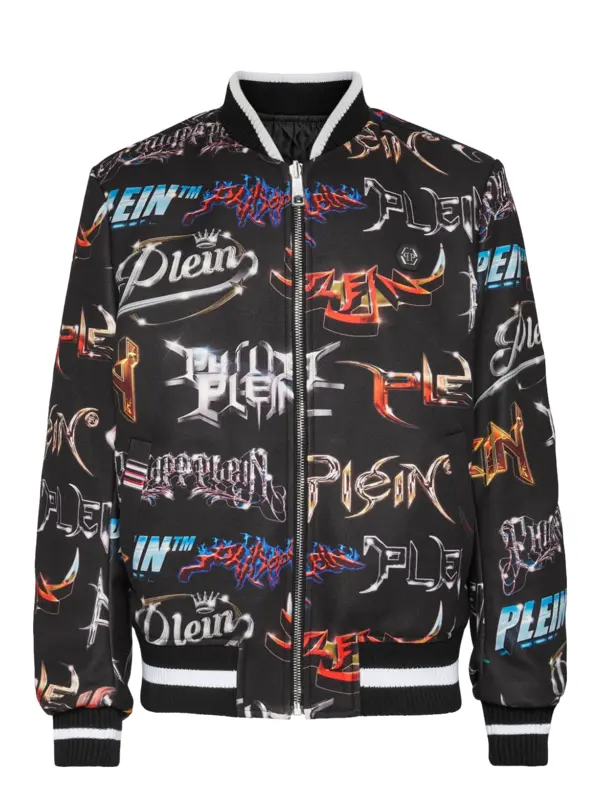 Philipp Plein Lettering Reversible Bomber Jacket - Black