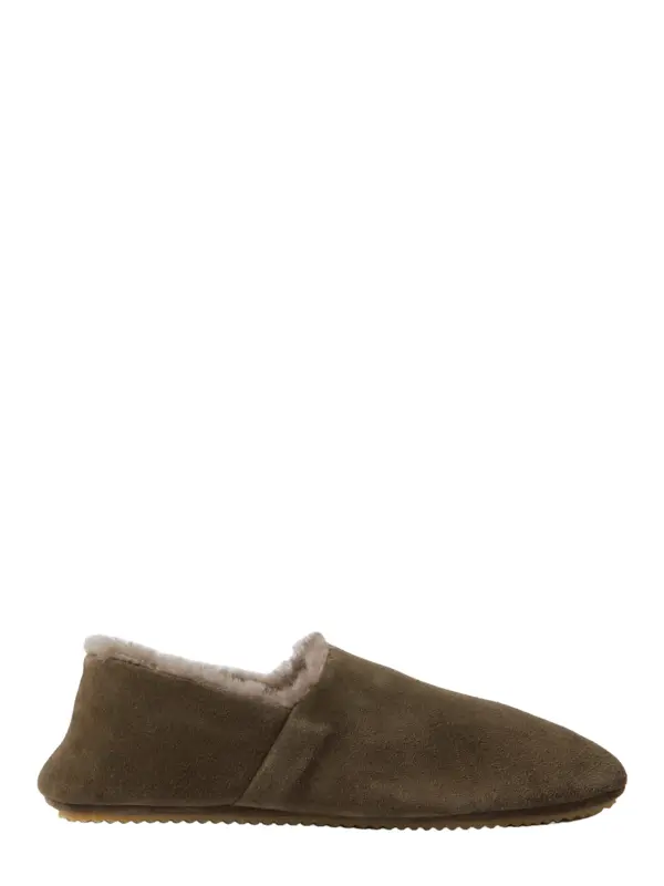 Mr P. Babouche Shearling-lined Suede Slippers - Green
