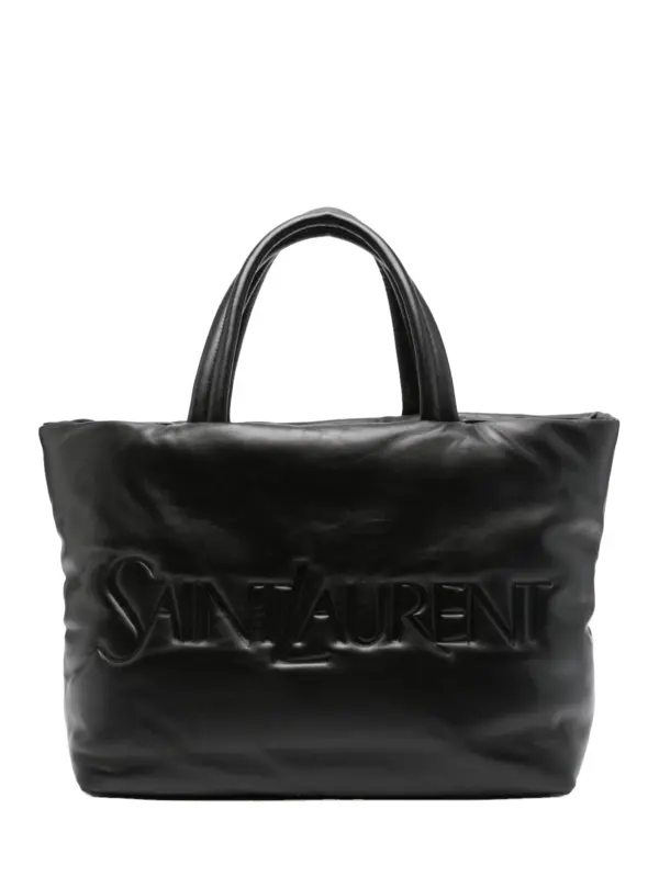 Saint Laurent Logo-debossed Leather Tote Bag - Black