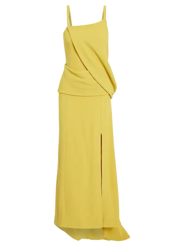 Bite Studios Wrap-effect Wool-blend Crepe Gown - Yellow