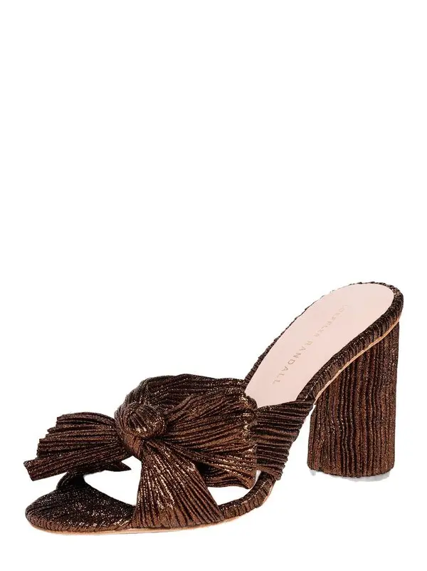 LOEFFLER RANDALL Penny Pleated Knot Mules - Mocha