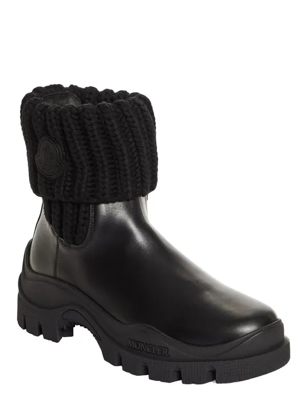 Moncler Larue Knit Cuff Chelsea Boots - Black