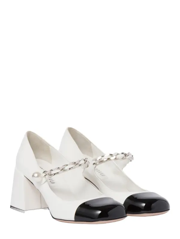 Miu Miu Patent Leather Pumps - White/black