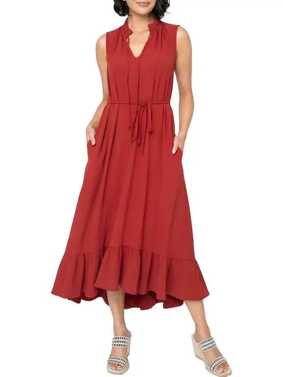 GIBSONLOOK Sienna Tie-waist High-low Dress - Rust