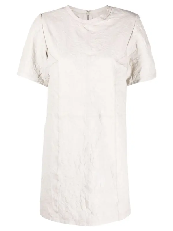 Zadig&Voltaire Riddy Crinkled Leather Mini Dress - Neutrals