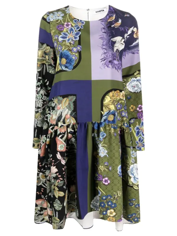Vivetta Graphic-print Tiered Skirt Dress - Green