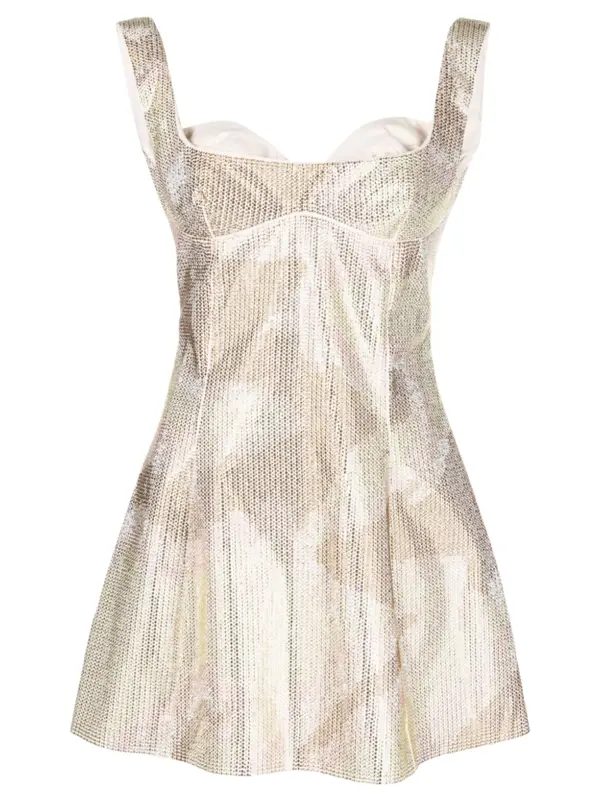 Gcds Mina Bell Crystal-embellished Minidress - Neutrals
