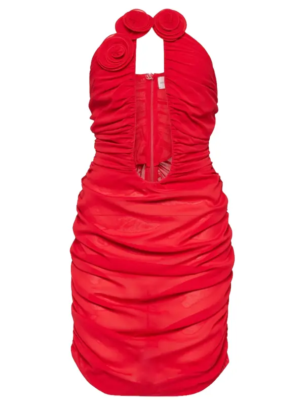 Magda Butrym Silk-blend Floral Appliqué Mini Dress - Red