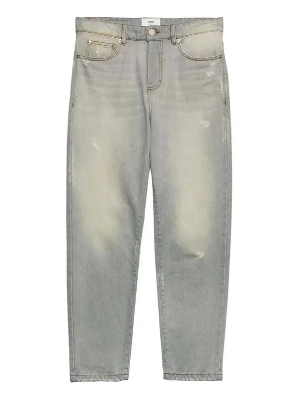 Ami Logo-patch Organic Cotton Jeans - Blue