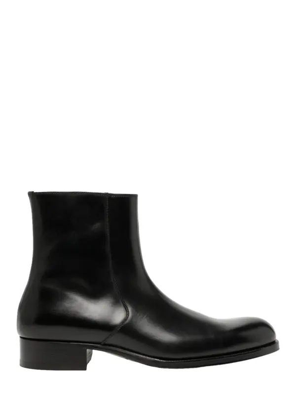 TOM FORD Edgar Leather Ankle Boots - Black
