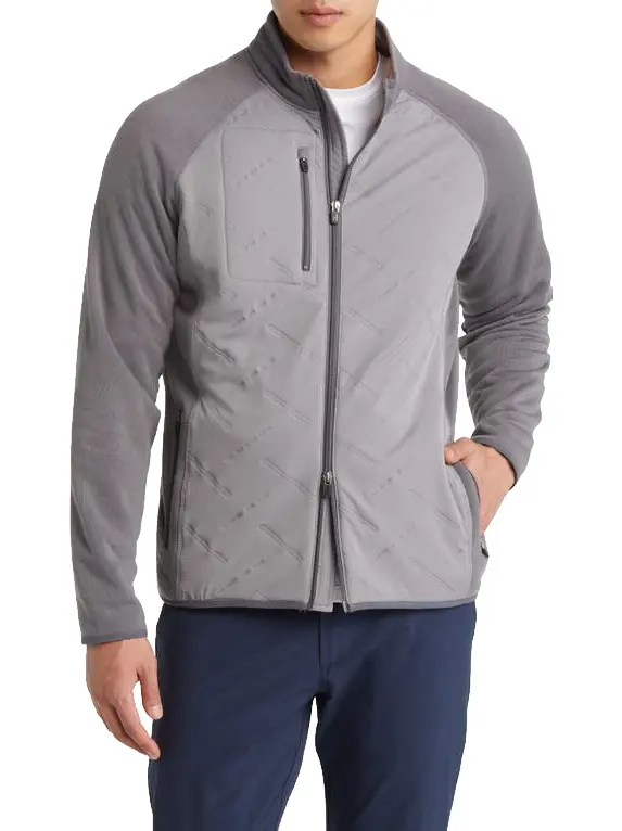 Johnnie-o Mario Mix Media Zip-up Jacket - Charcoal