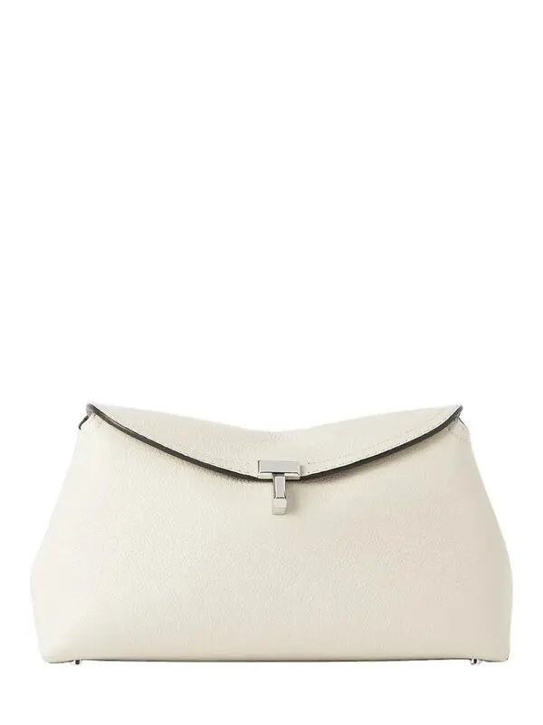 TOTÊME T-lock Grained-leather Clutch - Milk Grain