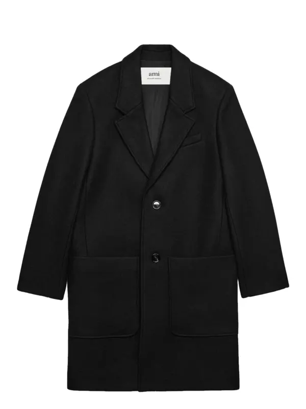 Ami Single-breasted Virgin Wool Coat - Black