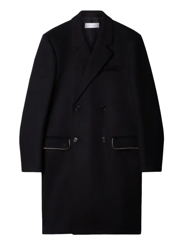 Off-White Virgin Wool Coat - Black