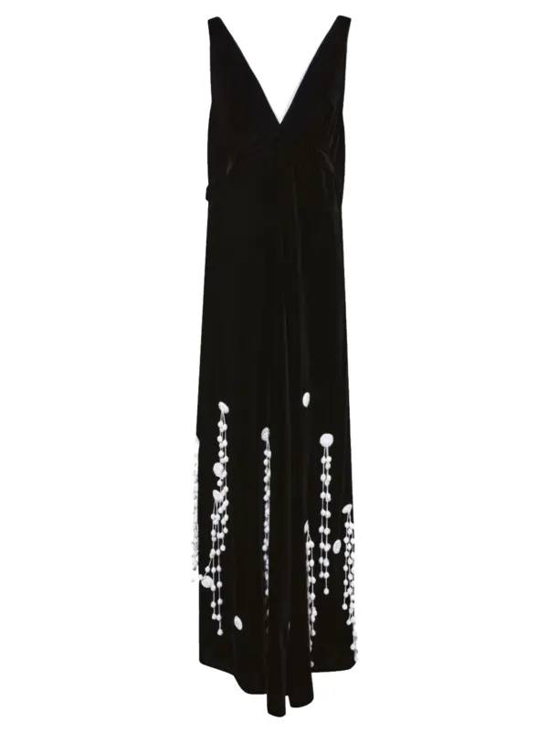 Proenza Schouler Embroidered Velvet A-line Dress - Black