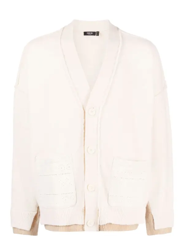 FIVE CM Embroidered Knitted Cardigan - White