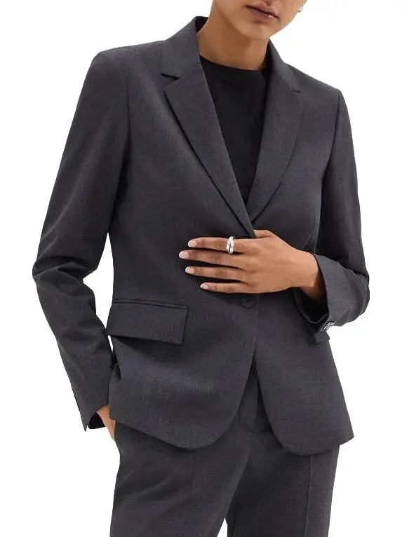 Theory Carissa Good Wool Blazer - Charcoal Melange