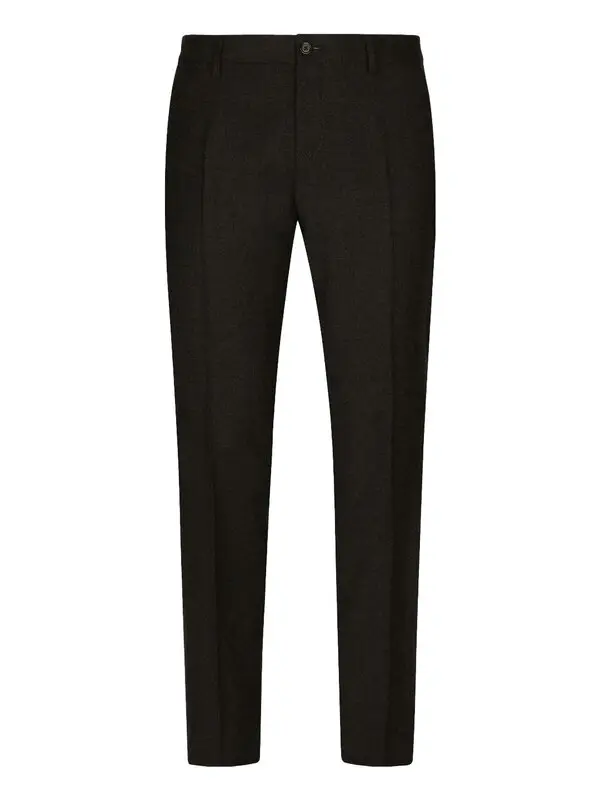 Dolce & Gabbana Pressed-crease Tailored Flannel Trousers - Black