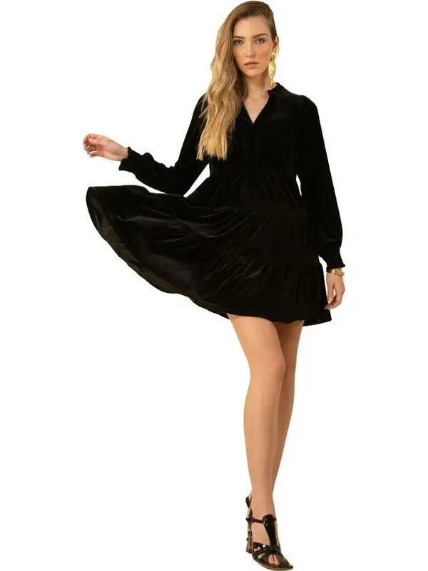Hale Bob Elizabeth Velvet Mini Dress - Black
