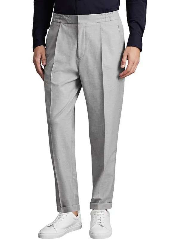 REISS Brighton Relaxed Pleated Trousers - Gray