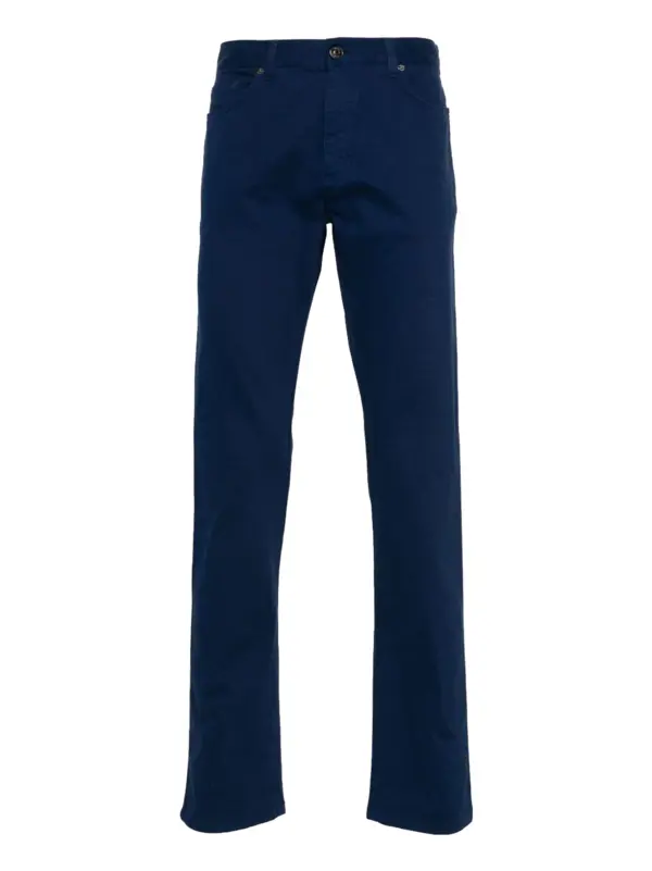 Zegna Cotton Straight-leg Trousers - Blue