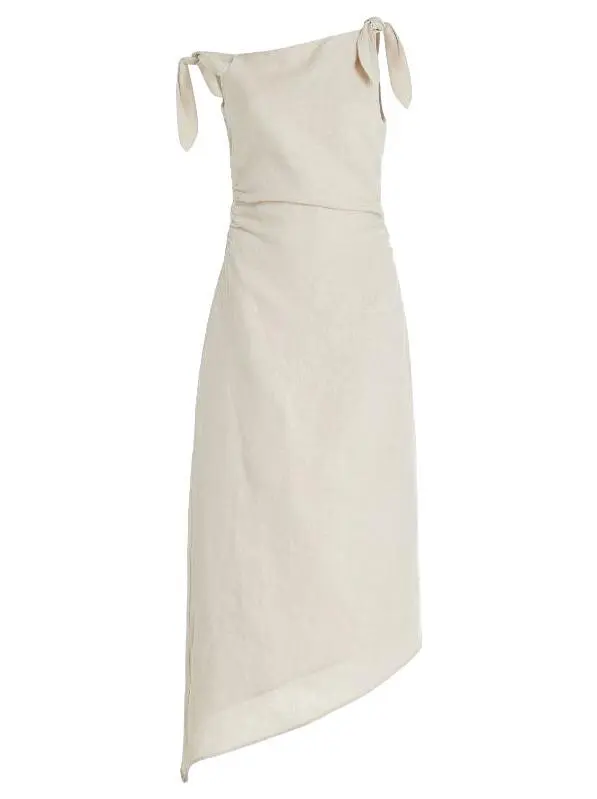 Sir The Label Affogato Tie-detailed Linen Maxi Dress - Ivory