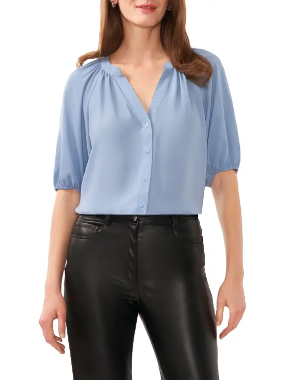 Halogen Puff Sleeve Top - Shadow Blue